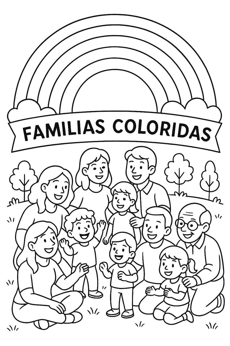 Diverse Families Coloring Pages: Bilingual Coloring Pages - Etsy