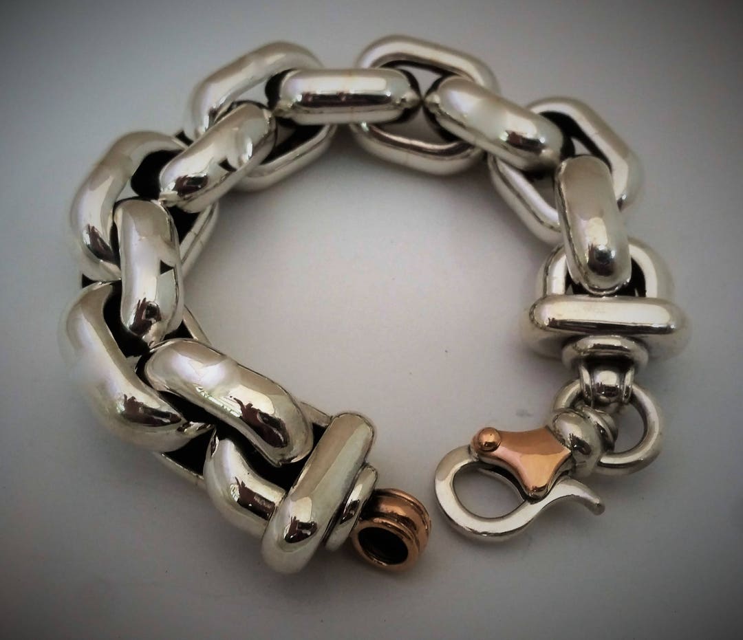 Chunky Silver Bracelet, Large 925 Silver Bracelet, Artisan Jewelry ...