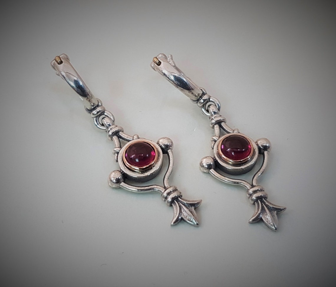 Silver Dangle Earrings High End Jewelry Garnet Earrings | Etsy
