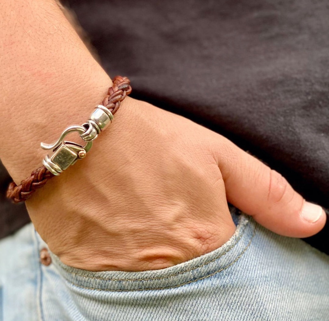 Unique Braided Leather Bracelet With Silver Clasp - Statement Jewelry ...