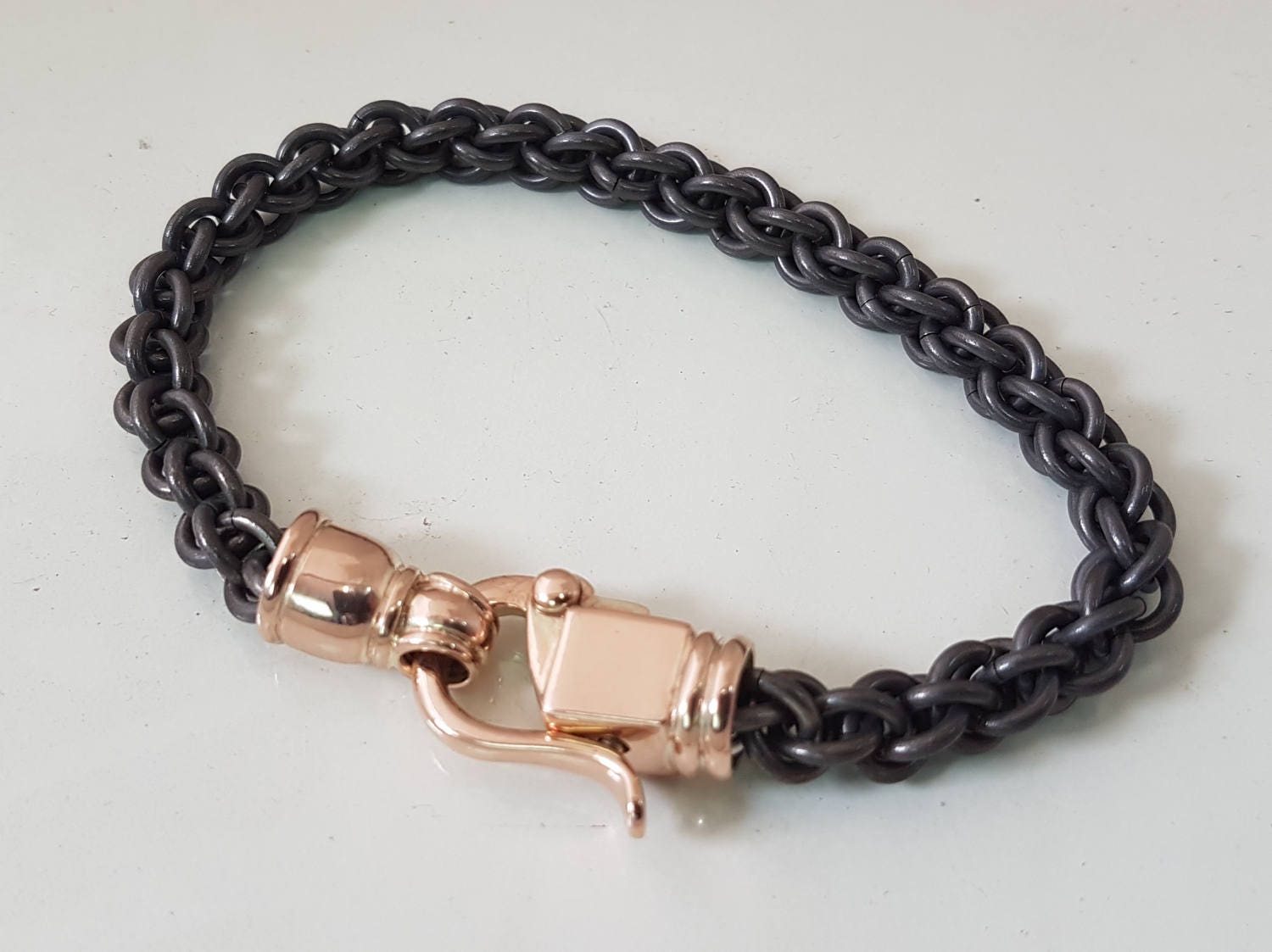 Titanium and Gold Bracelet Titanium Chain Bracelet Unisex - Etsy