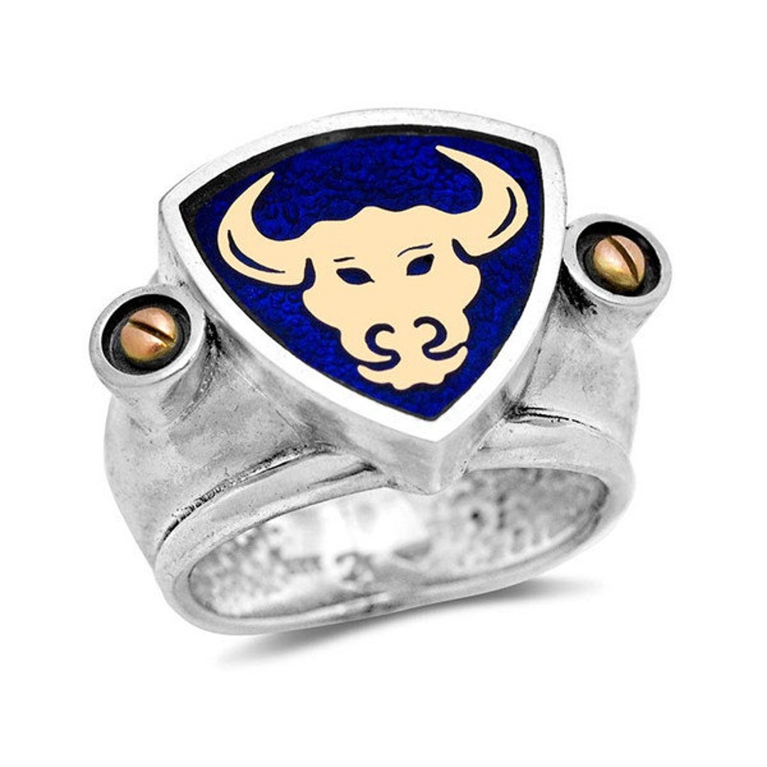 Bull Ring, Enamel Ring, Animal Jewelry, Gold Enamel Ring, Toro Ring, Taurus Ring, Silver Taurus ...