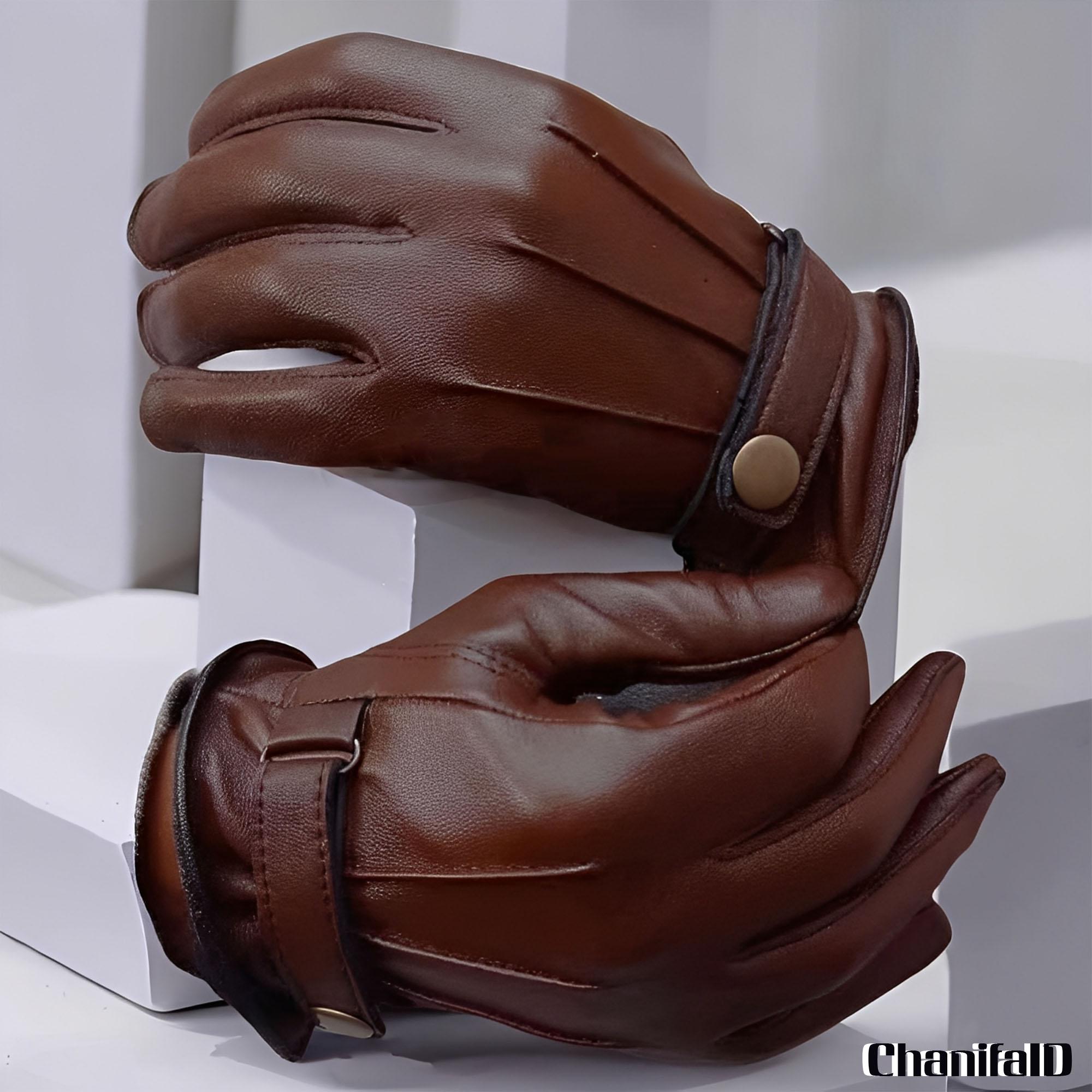 Classic Buckle Leather Biker Gloves for Men, Leather Gloves, Genuine ...