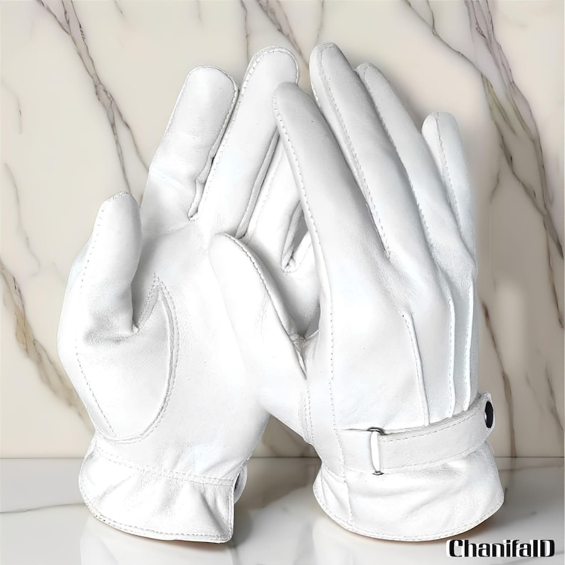 Classic Buckle Leather Biker Gloves for Men, Leather Gloves, Genuine ...