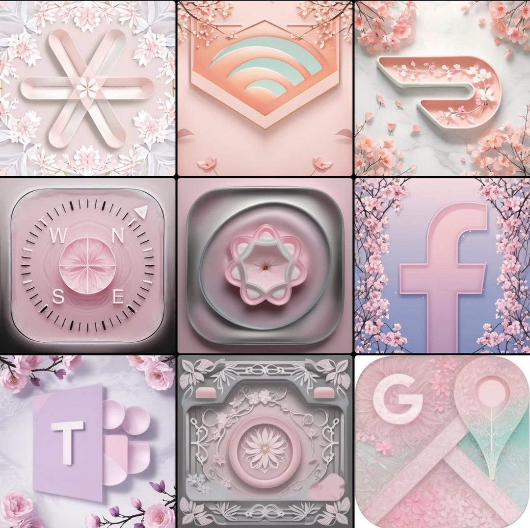 Spring Cherry Blossom App Icon Pack - Lifetime Updates 300+ Icons - Etsy