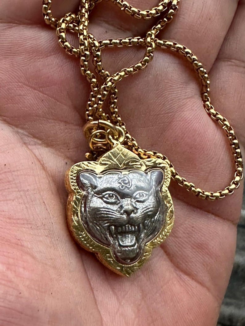 Tiger Face Thai Amulet Necklace: LP Pern Blessed Talisman Pendant Charm ...