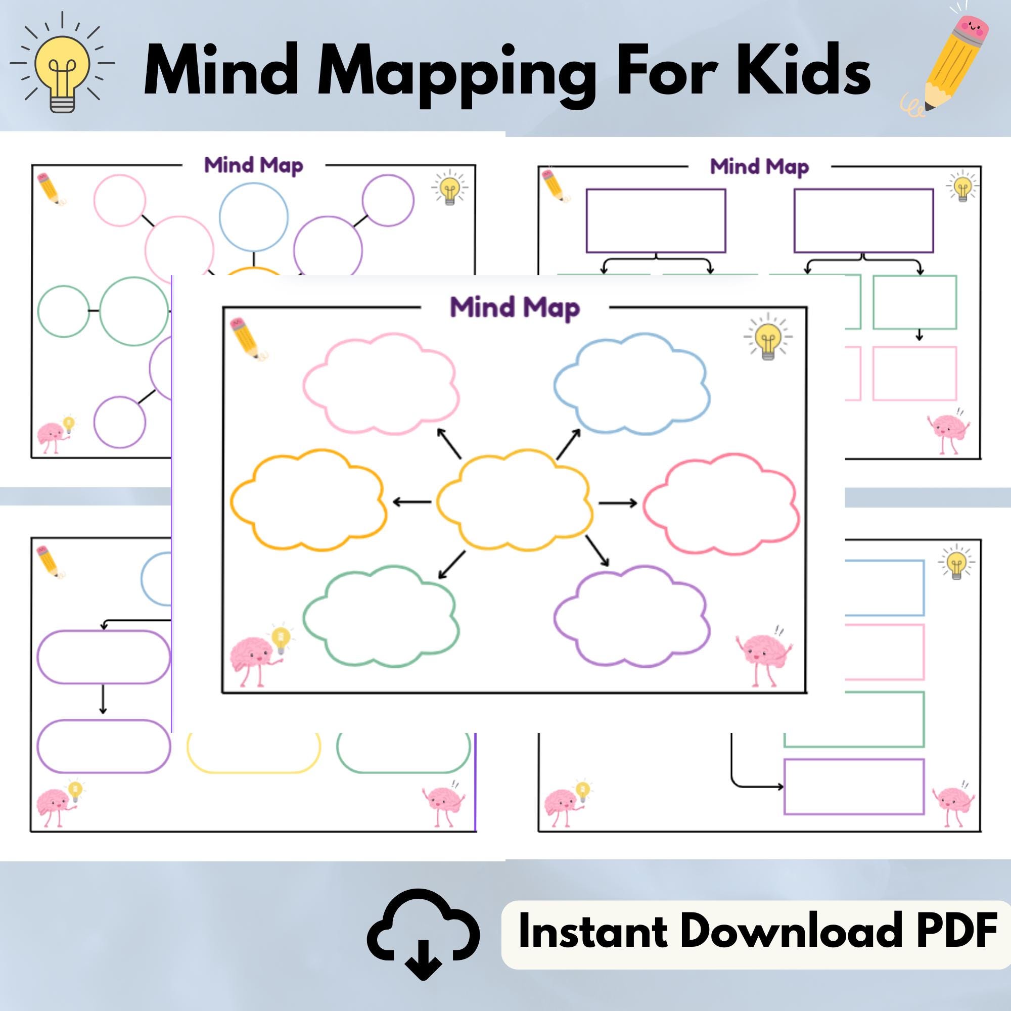 Printable Kids Mind Mapping Templates – 5 Fun & Colourful Brainstorming ...