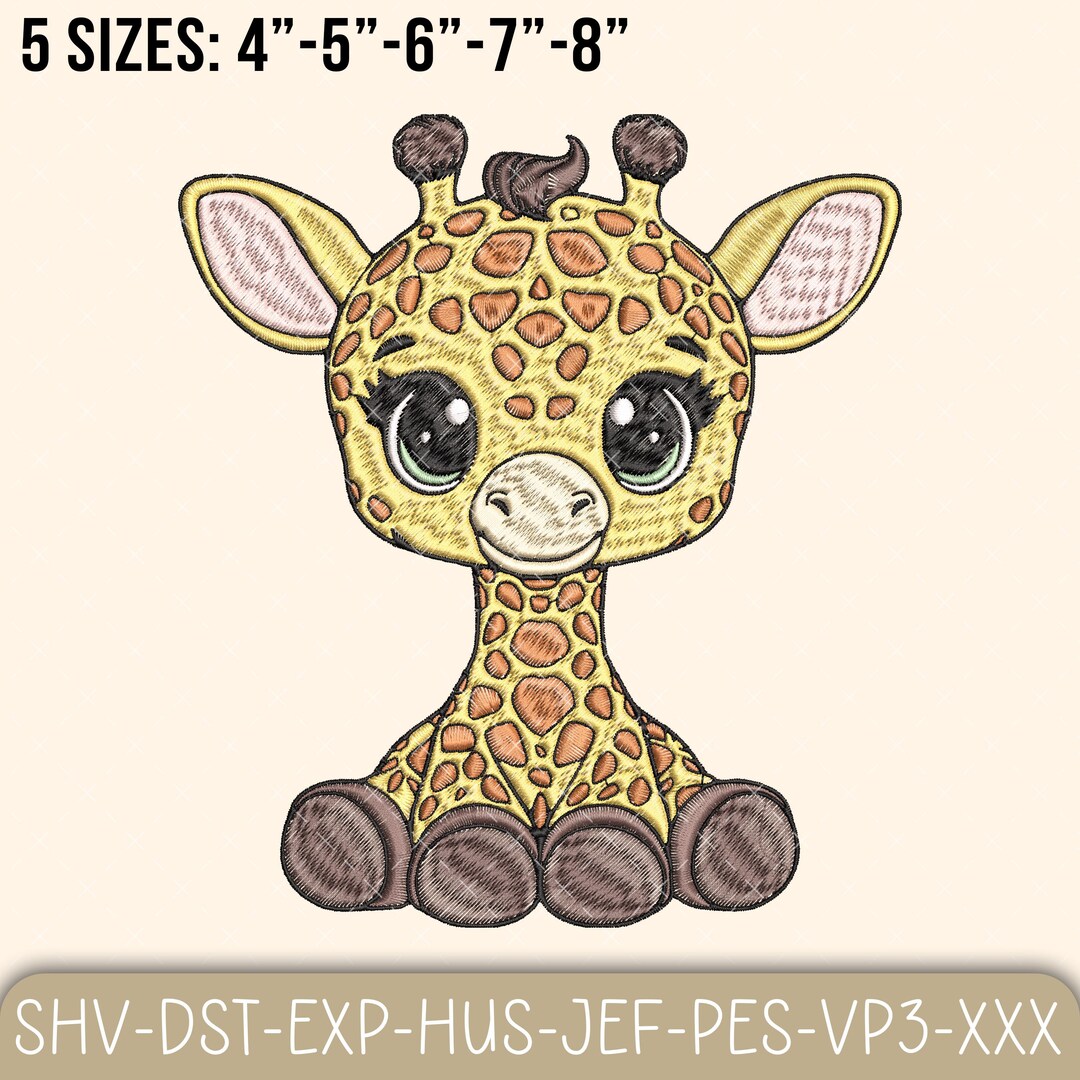 Baby Giraffe Machine Embroidery Design, Cute Giraffe Embroidery Design ...