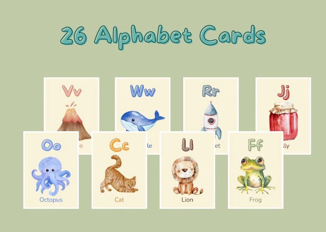 26 Alphabet Cards for Kids (POSTERS, FLASH CARDS) Digital Download - Etsy