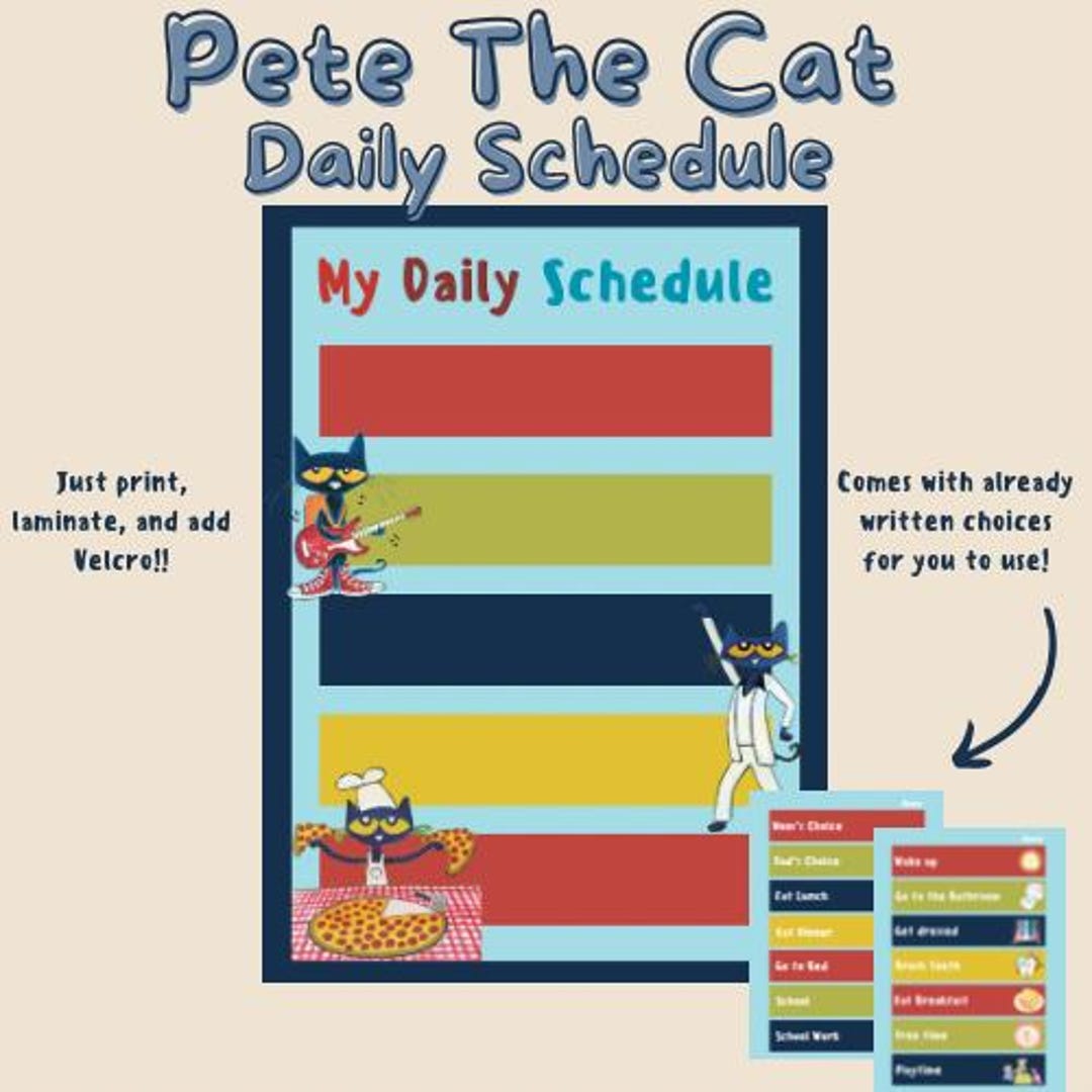Pete the Cat Daily Schedule for Kids HOME - Etsy UK