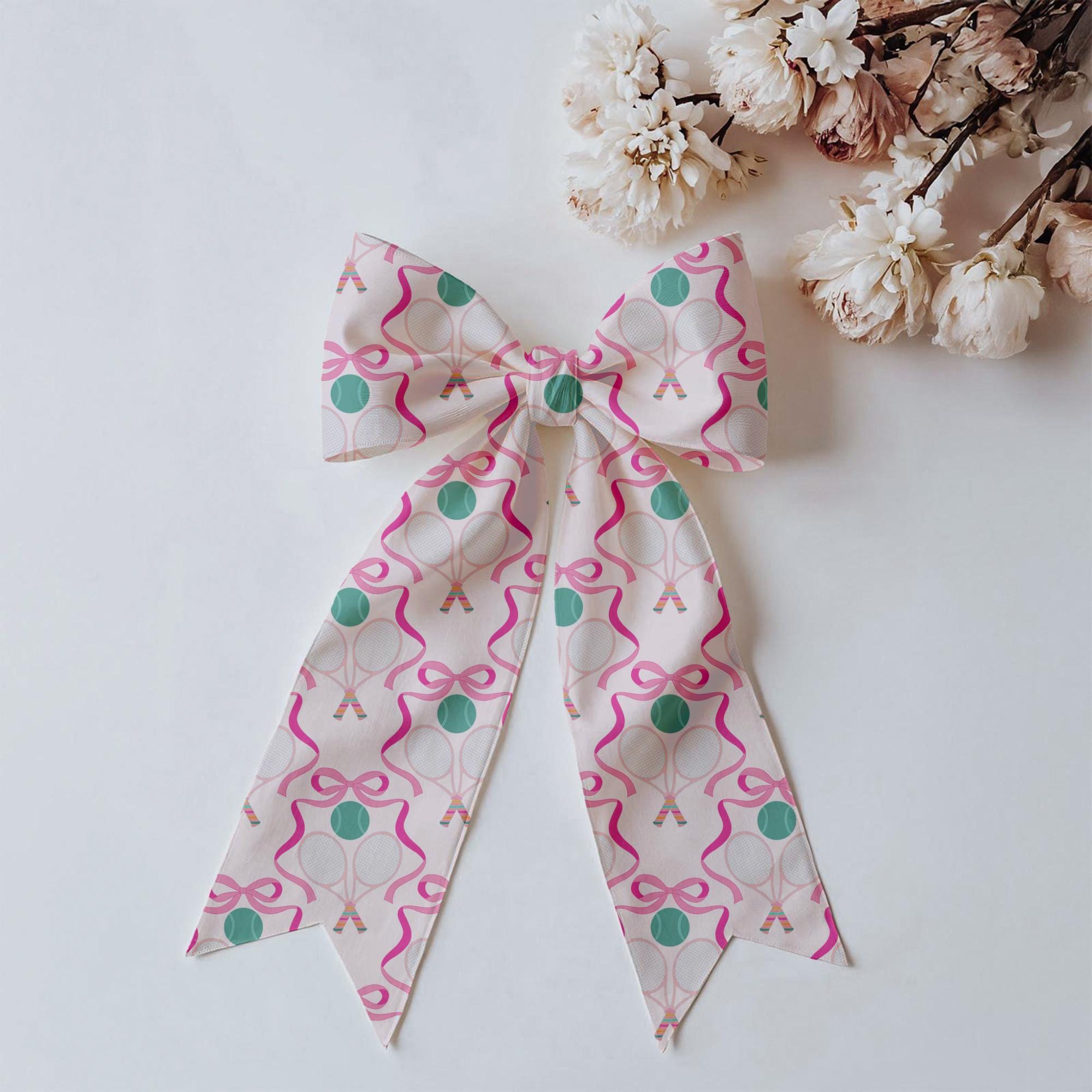 Tennis Seamless Pattern: Pink Bows, Rackets (digital Download, 300 DPI ...