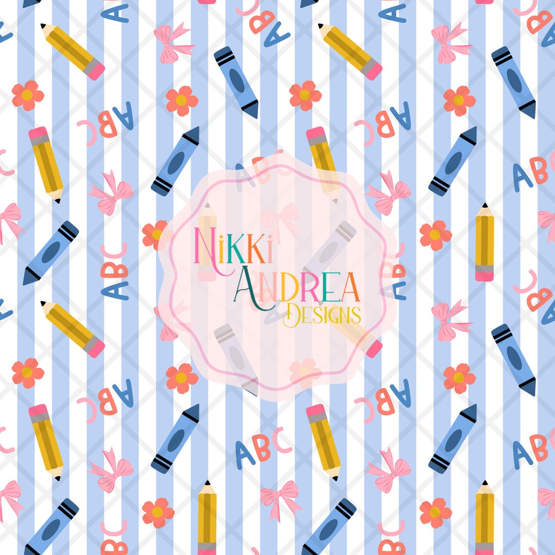 Back to School Seamless Pattern | ABC | Pencils & Crayons | Bows ...