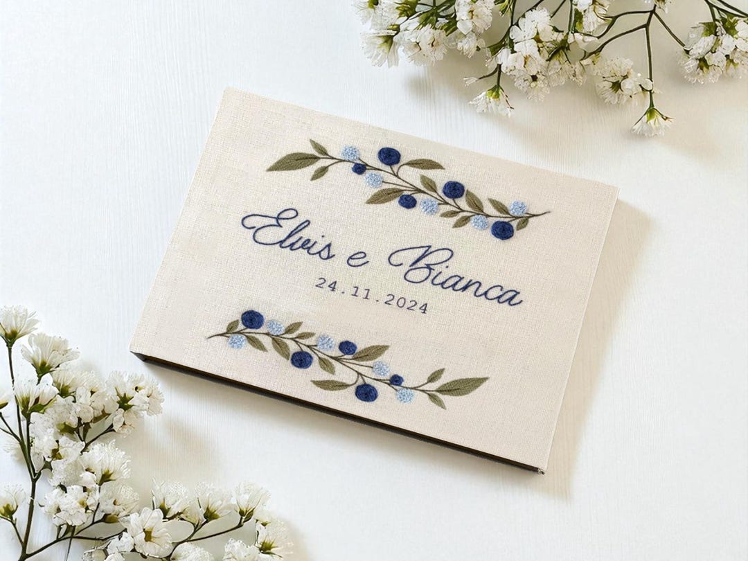 Personalized Blue Roses Wedding Guest Book, Wedding Guestbook Ideas ...