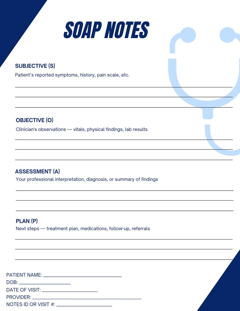 SOAP Notes - Standard - Etsy