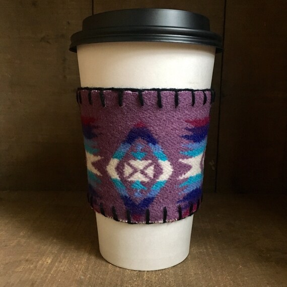 Items similar to Aztec print coffee cozy using pendleton wool tribal ...