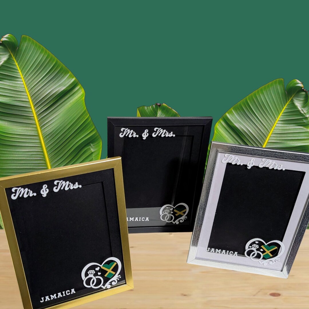 Mr. and Mrs. Jamaica Wedding Picture Frame – Black, Gold, or Silver ...