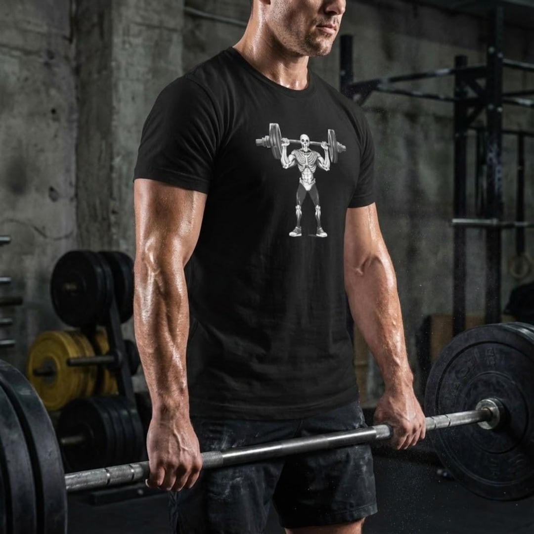 Skeleton Powerlifting Shirt, Deadlift Graphic Tee, Bodybuilding Workout ...
