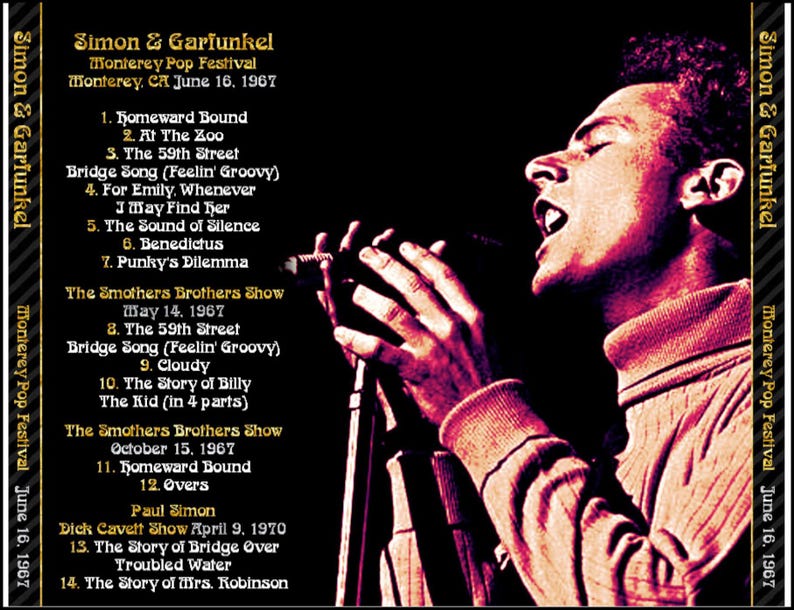 Simon and Garfunkel: Live CD Monterey Pop Festival, Monterey, CA, June ...