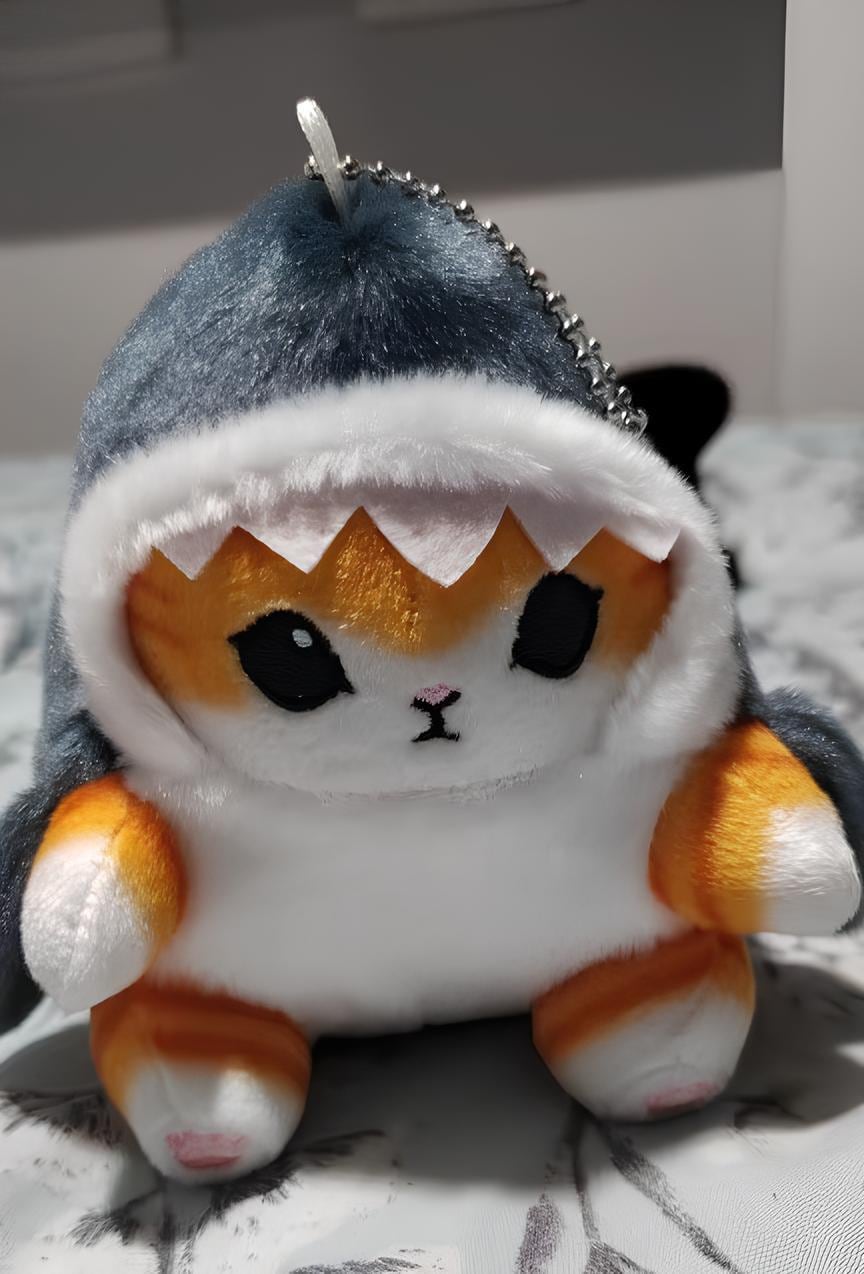 Shark Cat Plush Keychain – Mini Kawaii Stuffed Animal Toy, Bag or Car ...