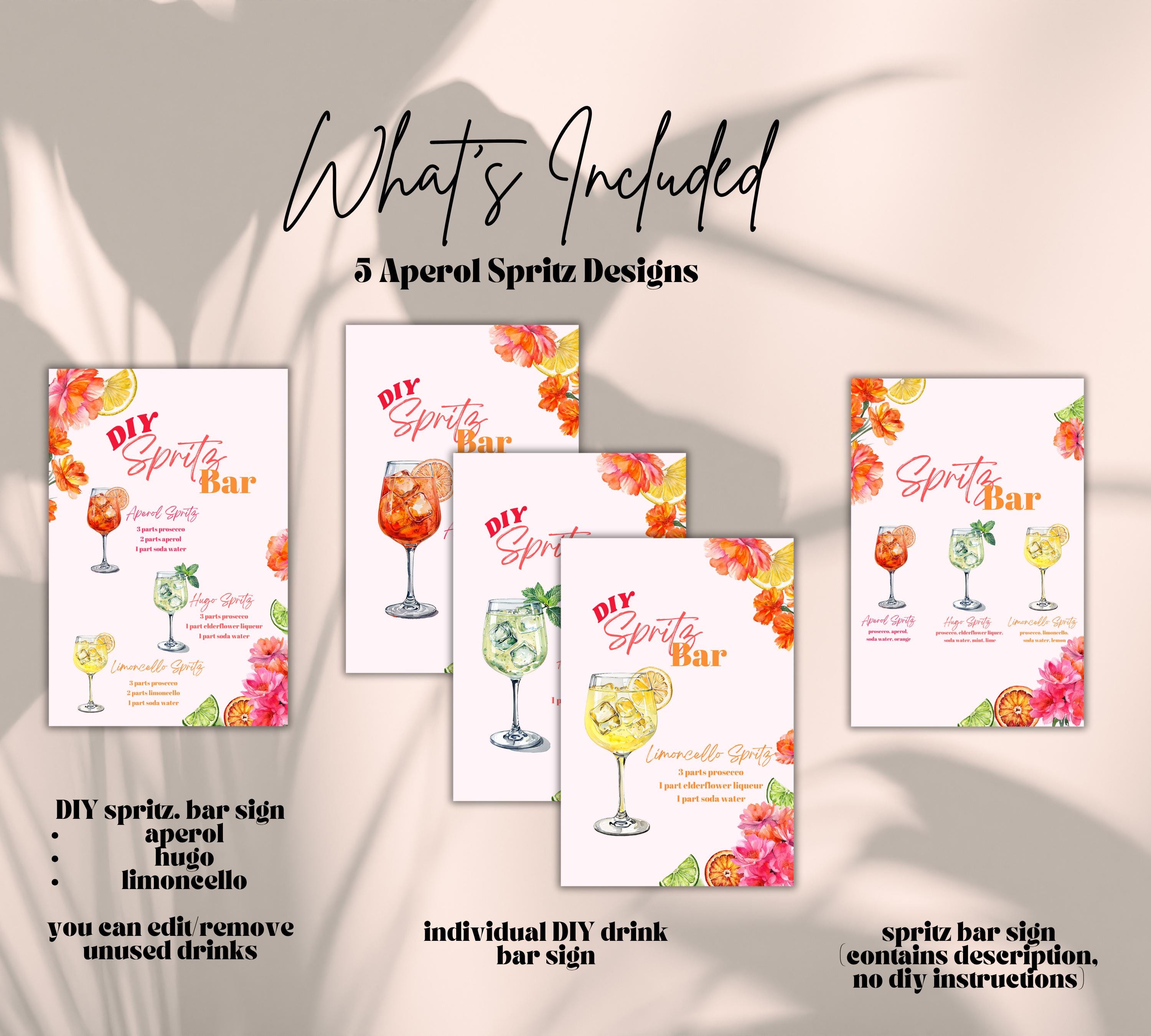 Spritz Bar Station, Aperol Limoncello Hugo Spritz Customizable Bar Sign ...