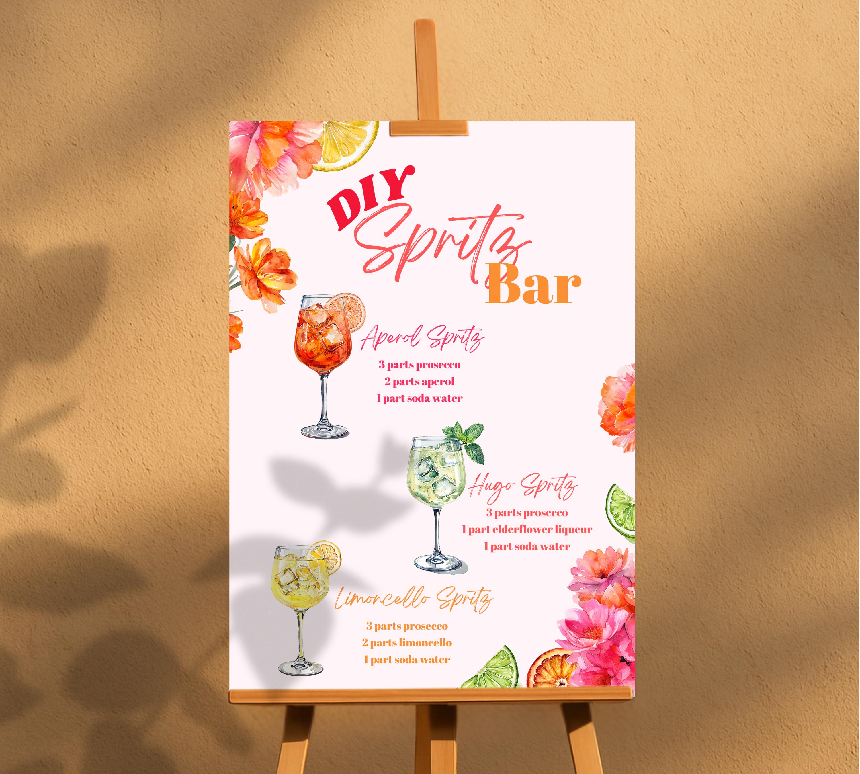 Spritz Bar Station, Aperol Limoncello Hugo Spritz Customizable Bar Sign ...
