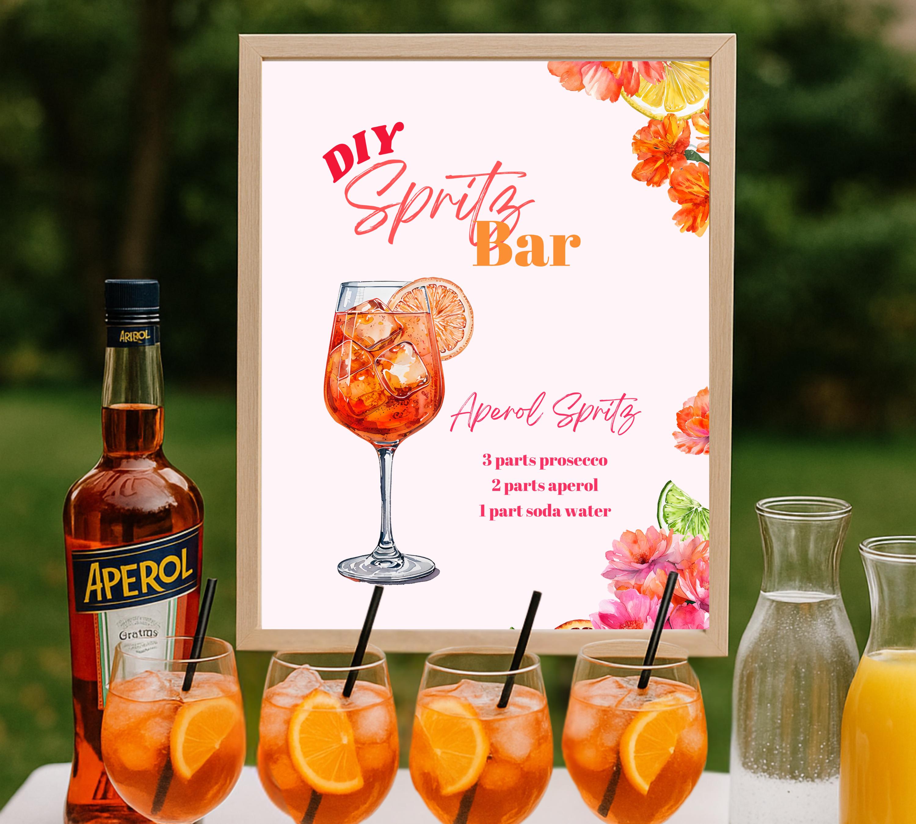 Spritz Bar Station, Aperol Limoncello Hugo Spritz Customizable Bar Sign ...