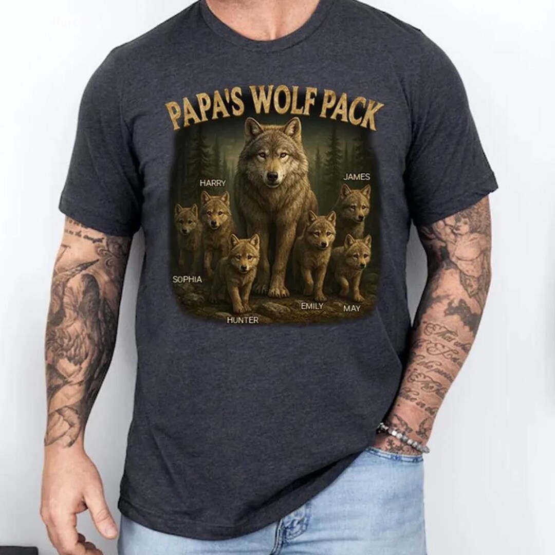 Personalized Papa's Wolf Pack Png, Custom Wolf Dad Mug With Names Png ...