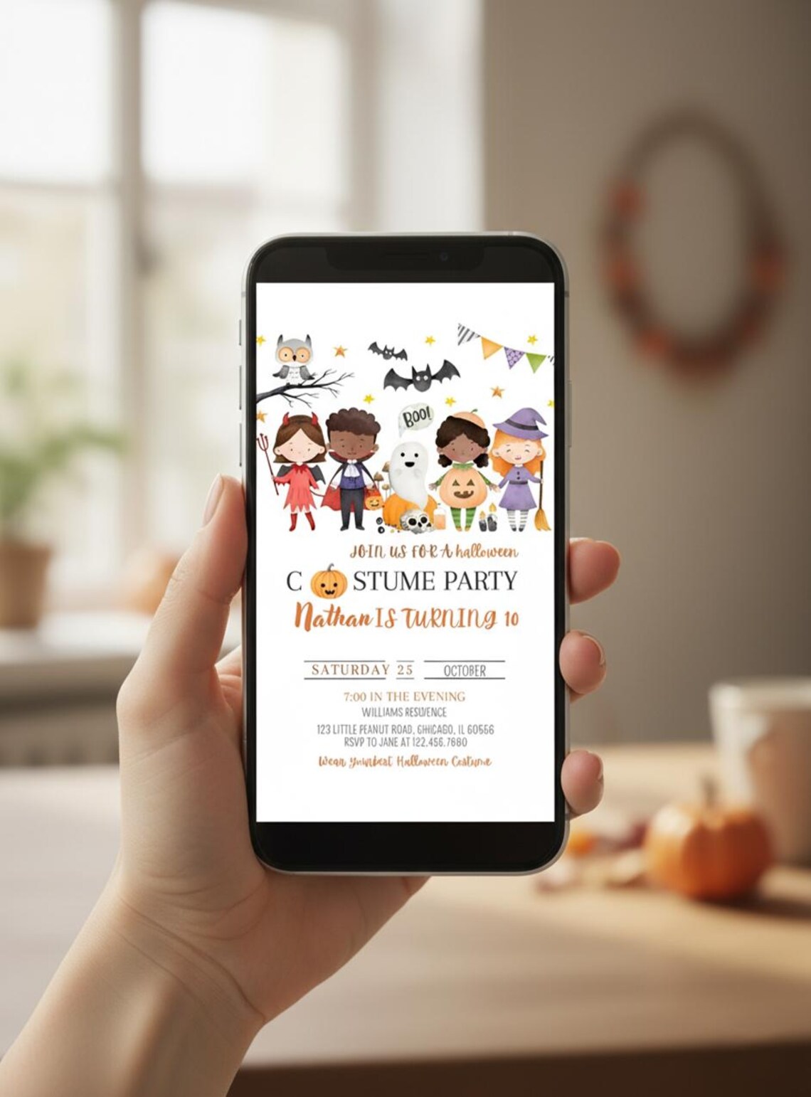 Editable Halloween Costume Party Invitation: Spooky Kids Birthday ...