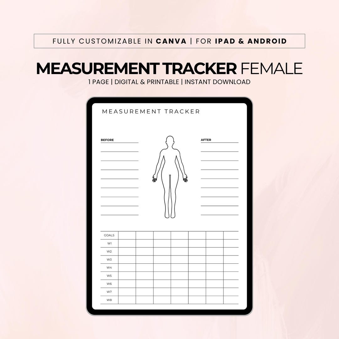 Measurement Tracker Printable PDF, Fitness Progress Tracker, Body ...