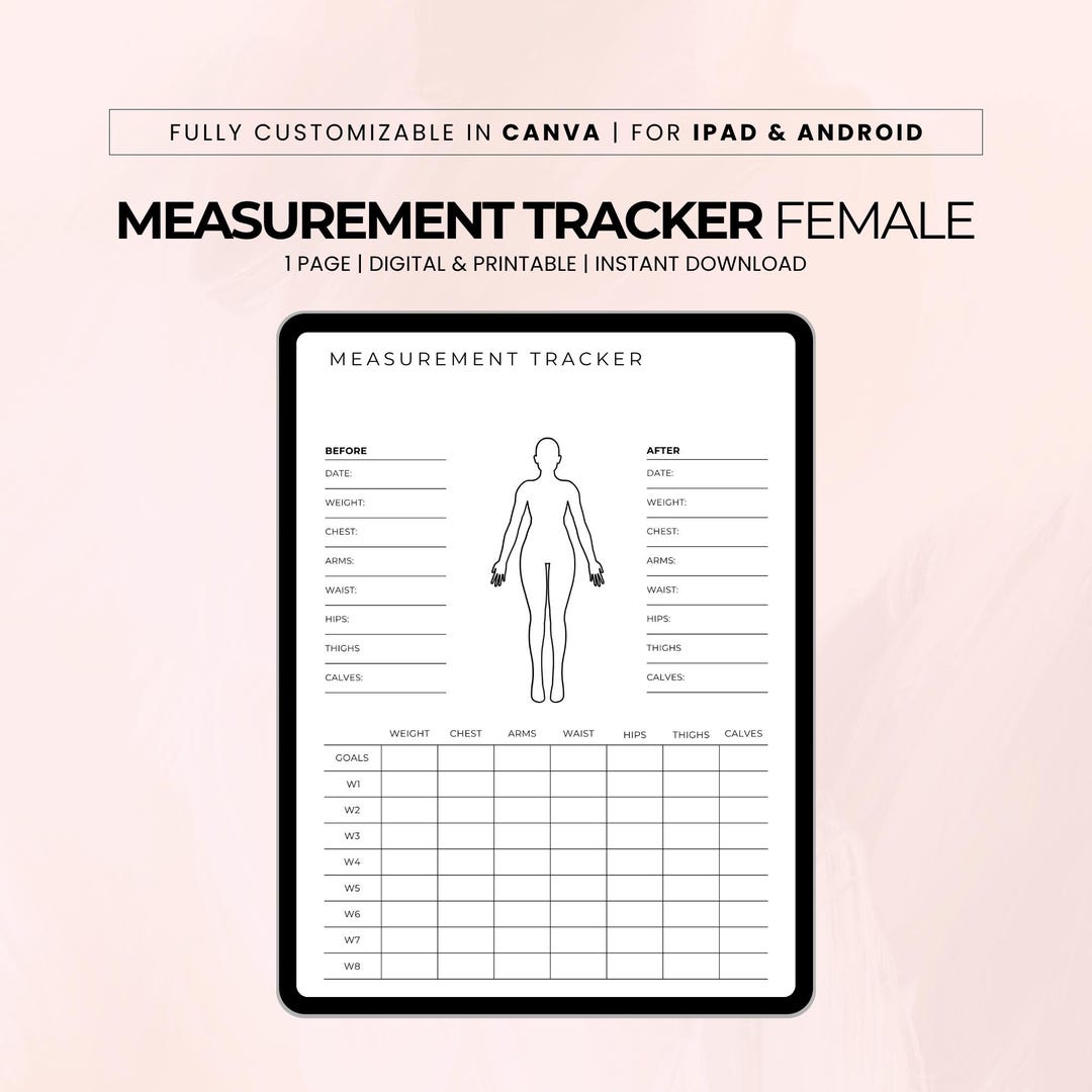 Measurement Tracker Printable PDF, Weight & Body Measurement Log ...
