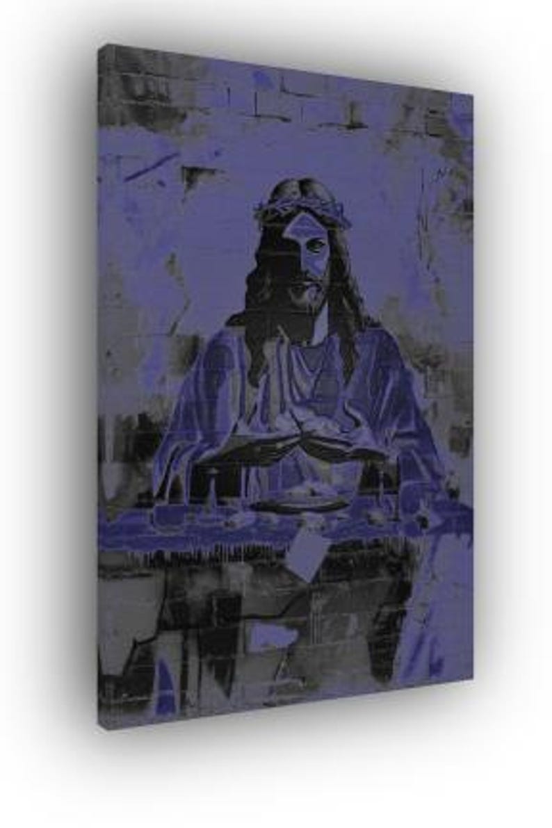 Jesus Breaking Bread Wall Art, Black and Purple Canvas - Etsy