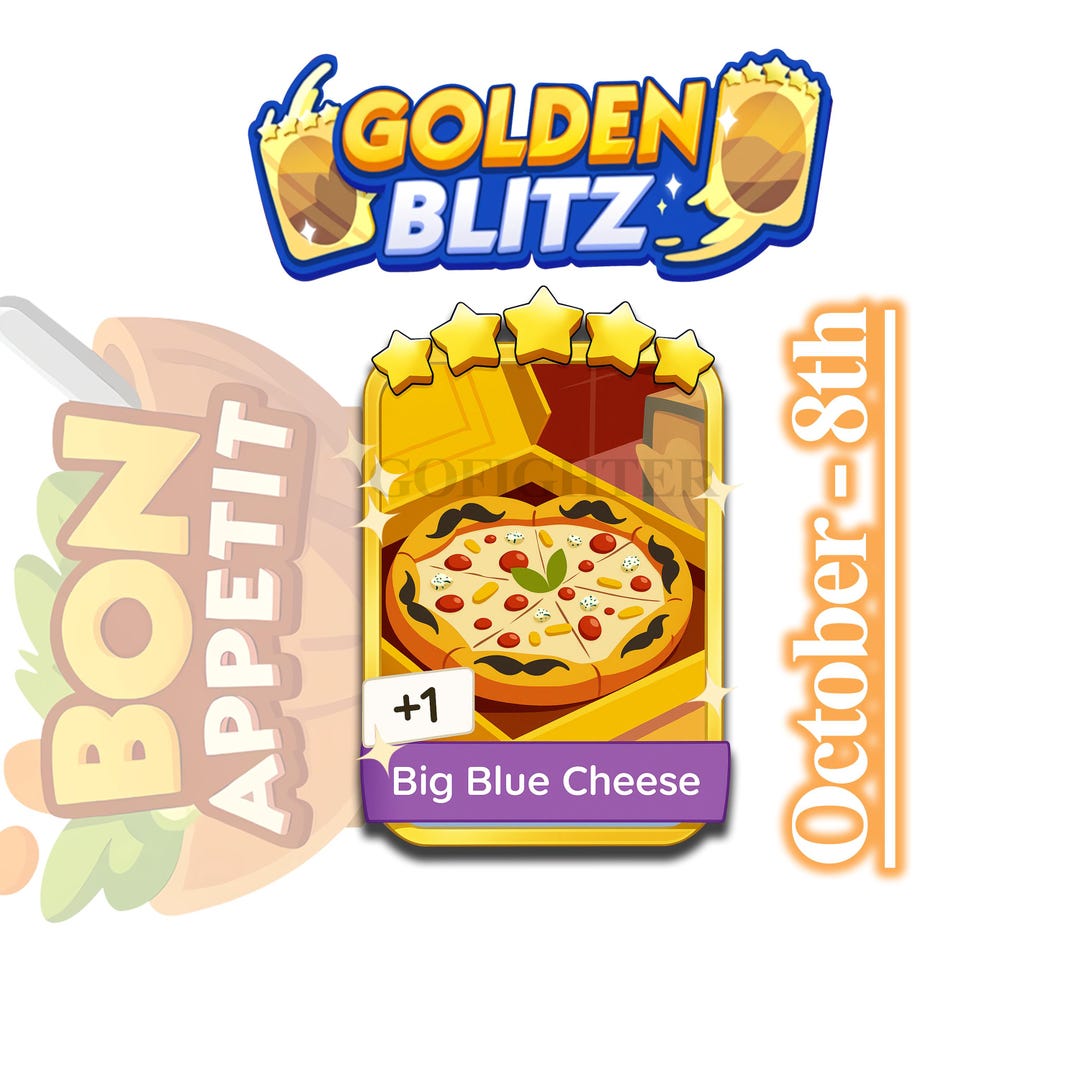 Monopoly_go Big Blue Cheese 5 STARS Golden Blitz Event Golden Cards ...