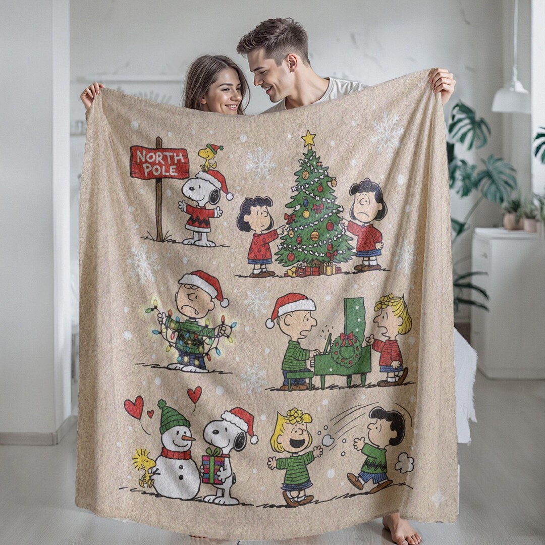 Peanuts Christmas Velveteen Plush Blanket, Cute Snoopy Minky Blanket ...