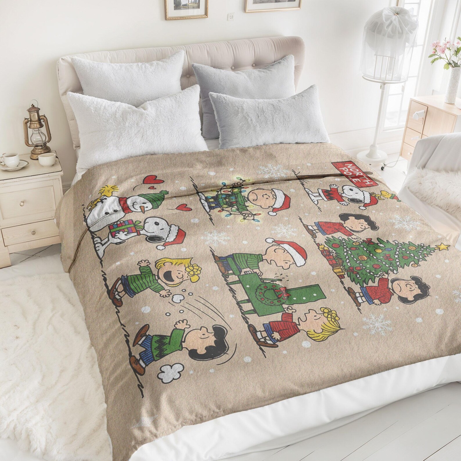 Peanuts Christmas Velveteen Plush Blanket, Cute Snoopy Minky Blanket ...