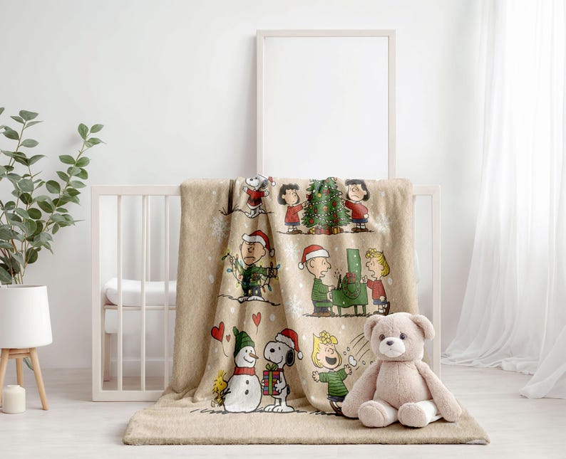 Peanuts Christmas Velveteen Plush Blanket, Cute Snoopy Minky Blanket ...