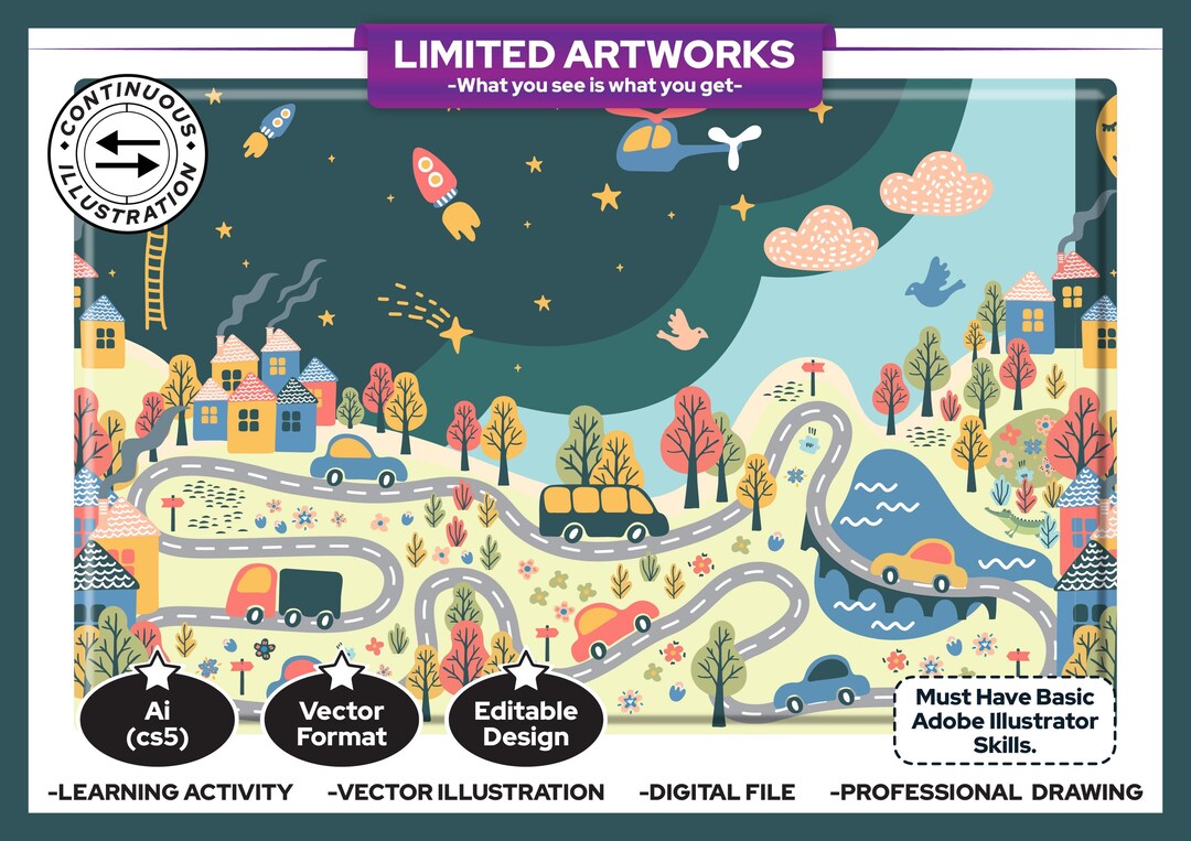 Digital Vector of Hometown Road Track Maps for Kids Learning Through ...