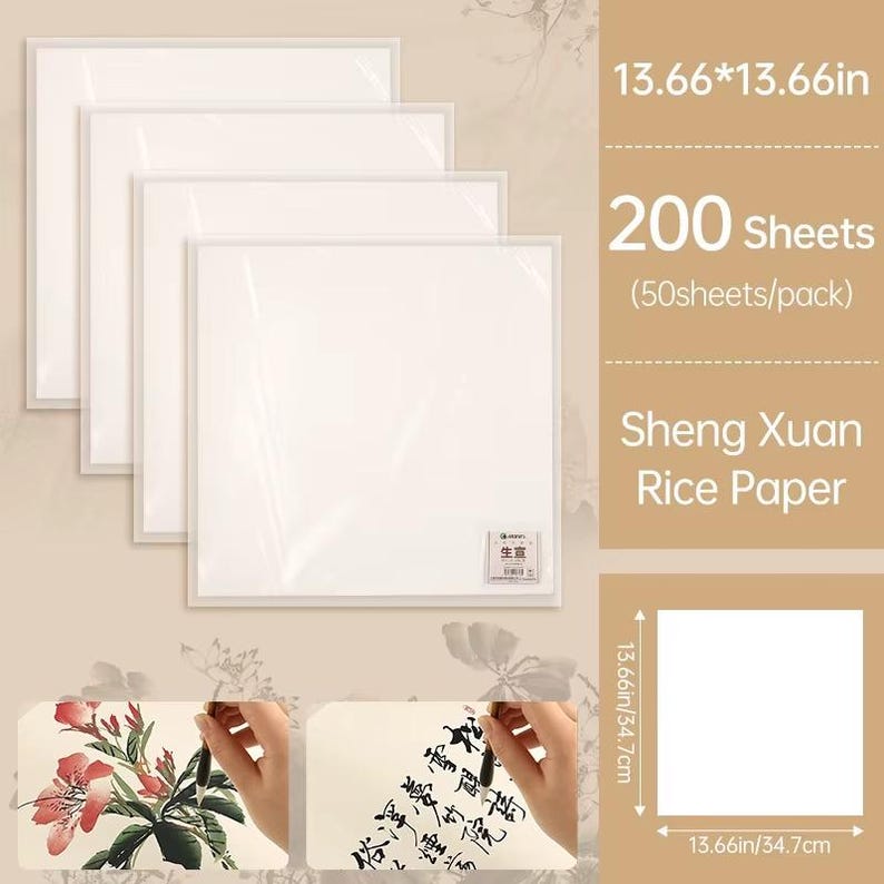 200 Sheets Xuan Paper – Marie’s Soft Sheng/raw Rice Paper for Chinese ...