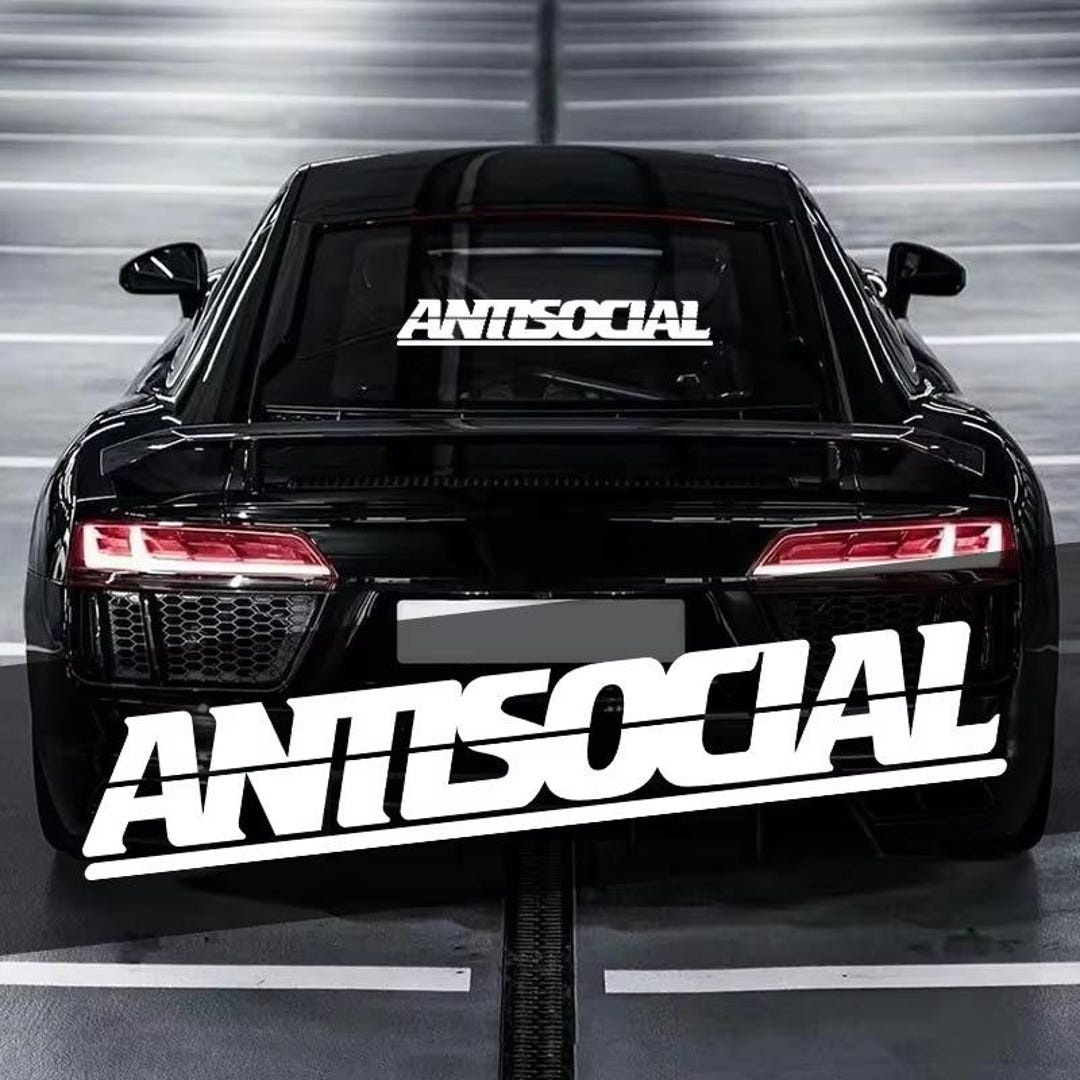 Antisocial Vinyl Car Sticker – Cool Waterproof Decal for Rear Window or ...