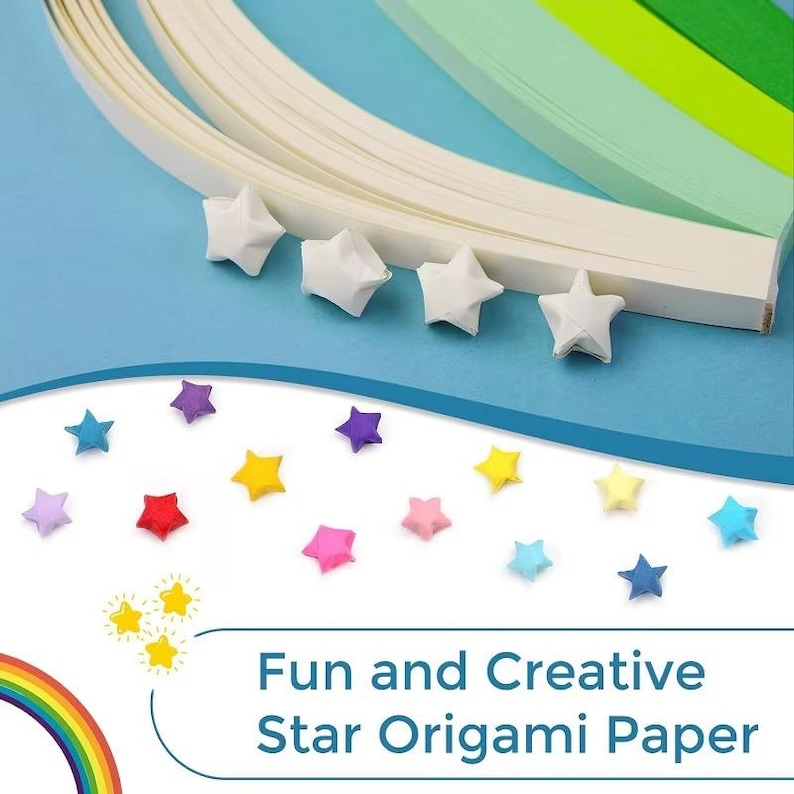 1080 Multicolor Sheets Star Origami Paper, Solid Color Lucky Star ...