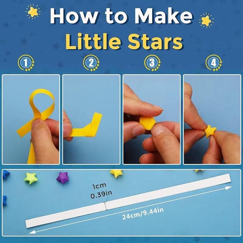 1080 Multicolor Sheets Star Origami Paper, Solid Color Lucky Star ...