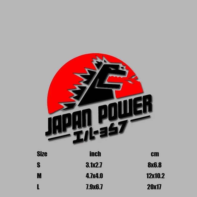 Japan Power Anime Manga Dinosaur Sticker, JDM Godzilla Car Decal ...
