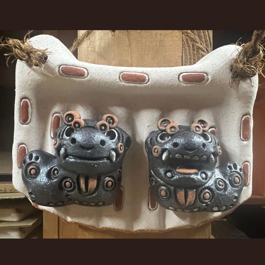 Okinawan Shisa Lion Guardian Mask – Handmade Ceramic Talisman for ...