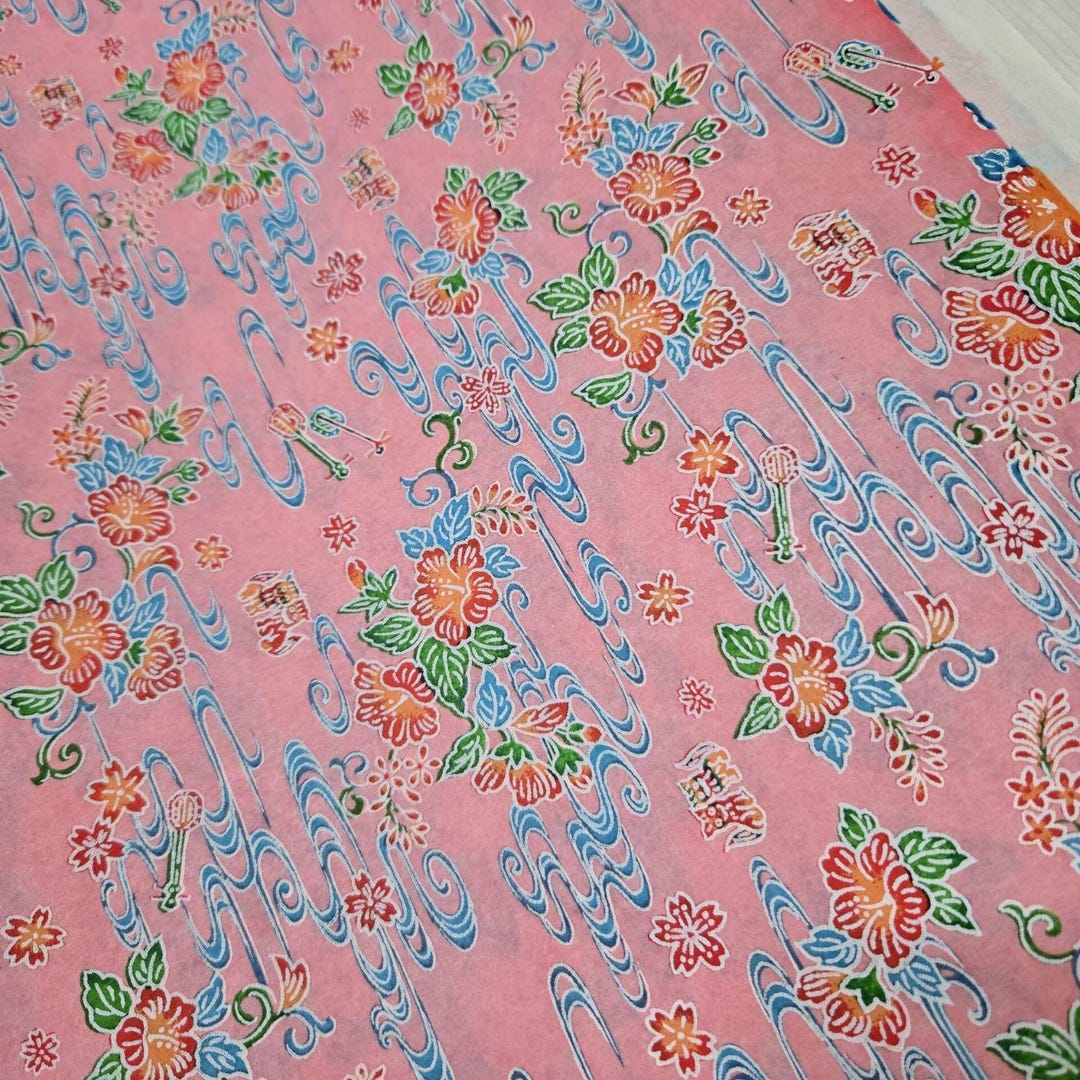 Pink Bingata Washi Paper – Okinawan Floral Craft Sheet (79x54 Cm) - Etsy