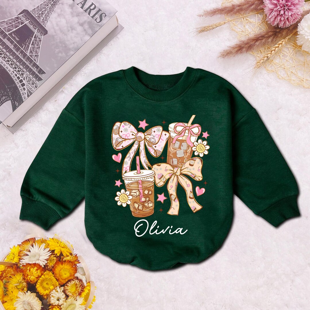 Personalized Coquette Iced Coffee Baby Romper, Lovely Valentine ...