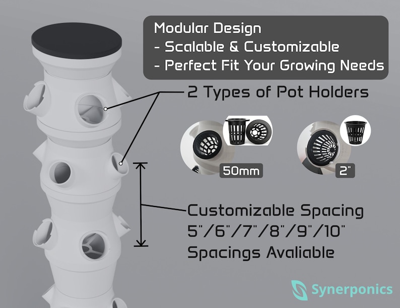 3D Printed Hydroponic Tower STL Files: DIY Vertical Planter (PDF User ...