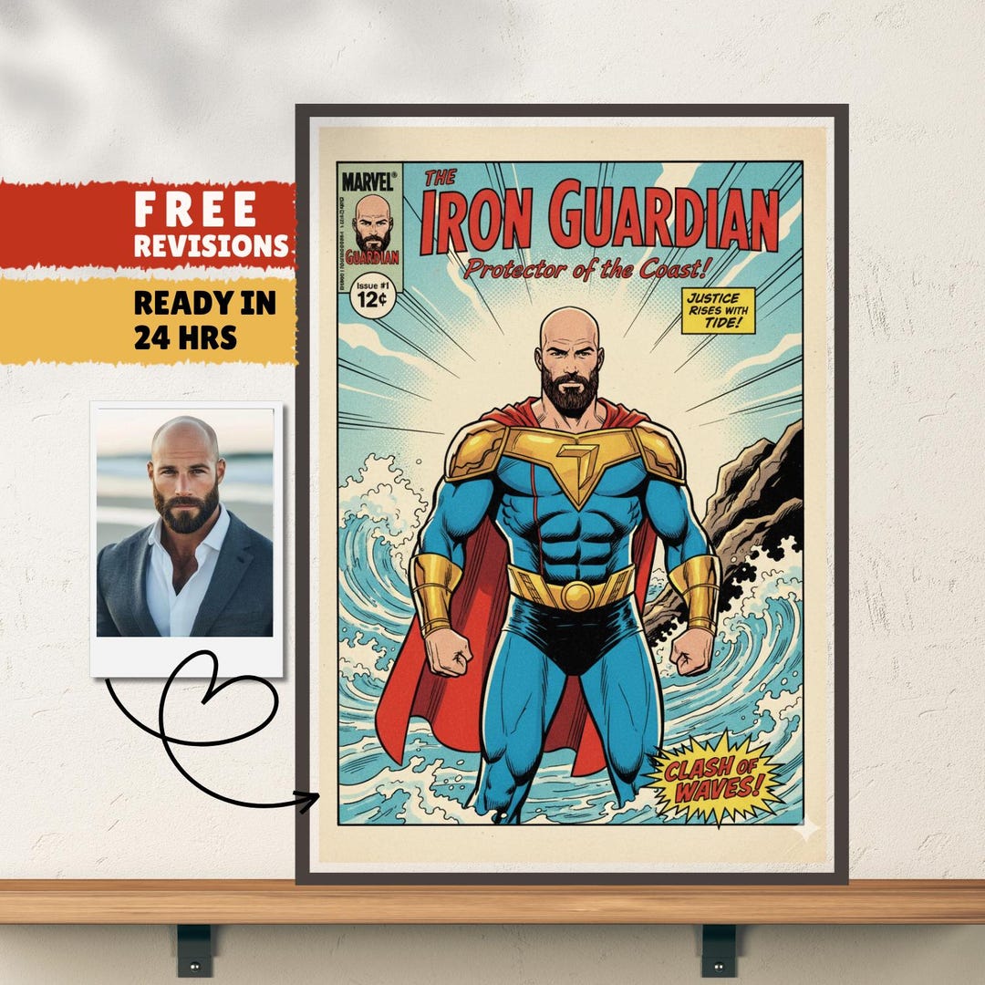 Personalized Comic Book Cover Portrait From Photo, Vintage Retro Style ...