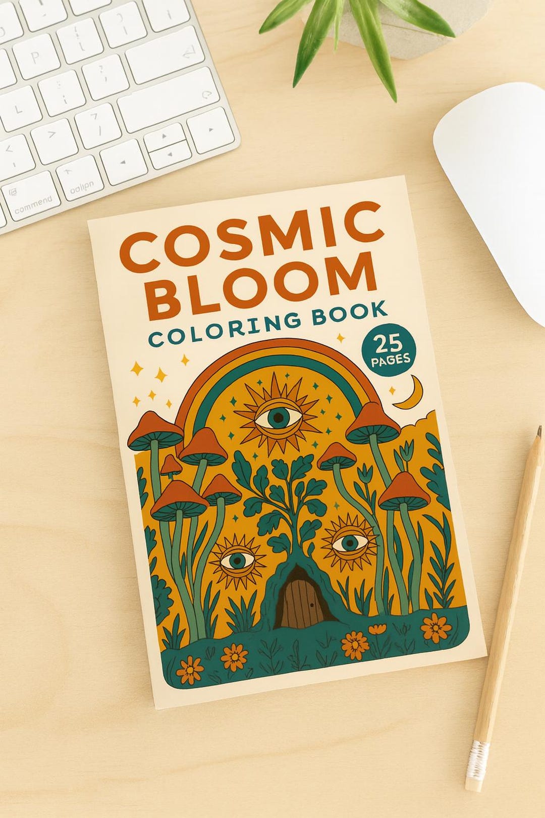 Cosmic Bloom Coloring Book | 25 Retro Psychedelic Pages (PDF) - Etsy