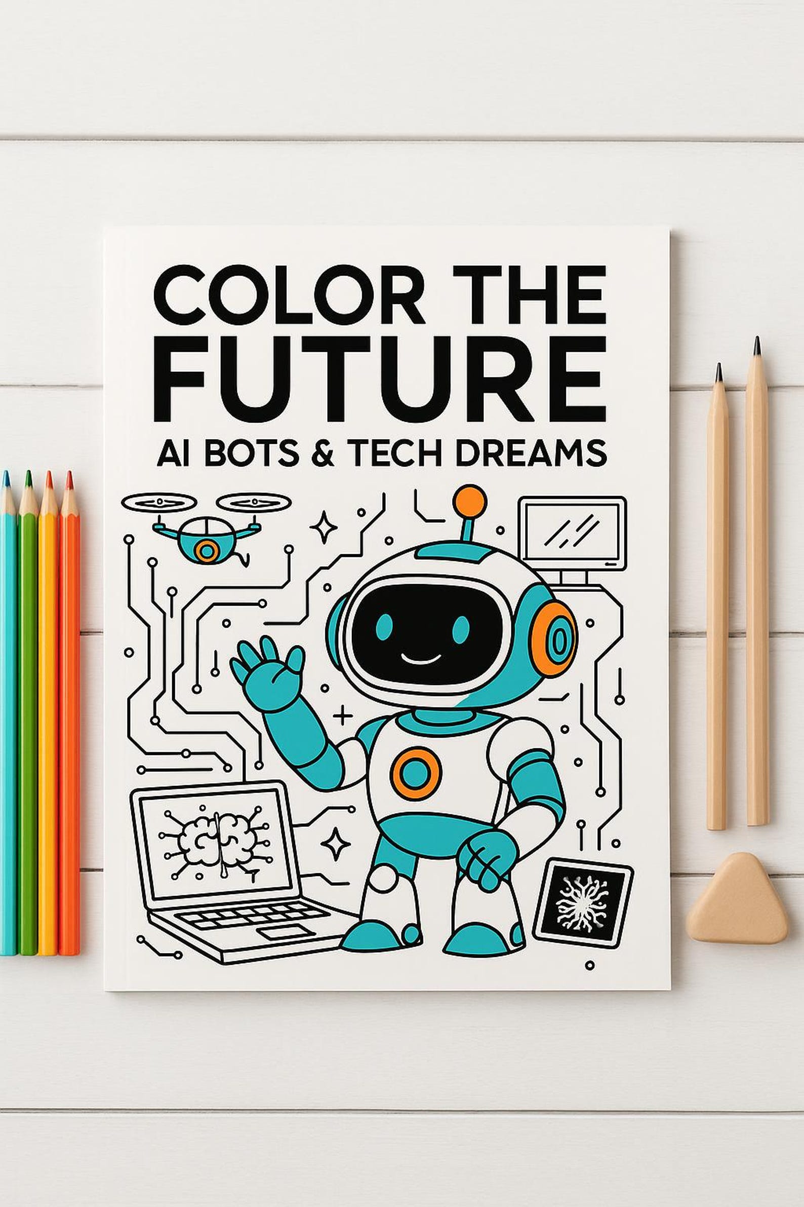 AI Future Tech Coloring Book - Etsy