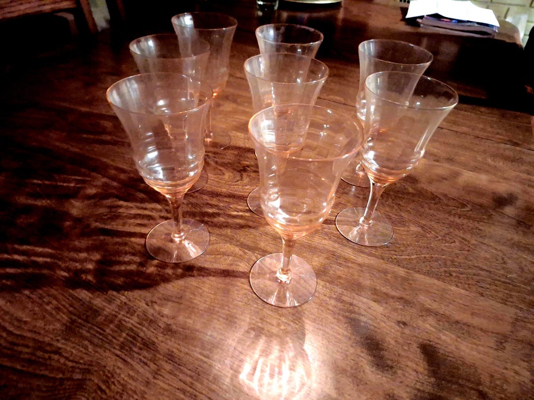 Wine Glassware Tinted Pink Clear 6 Oz. Price is for Set of 8 Vintage ...