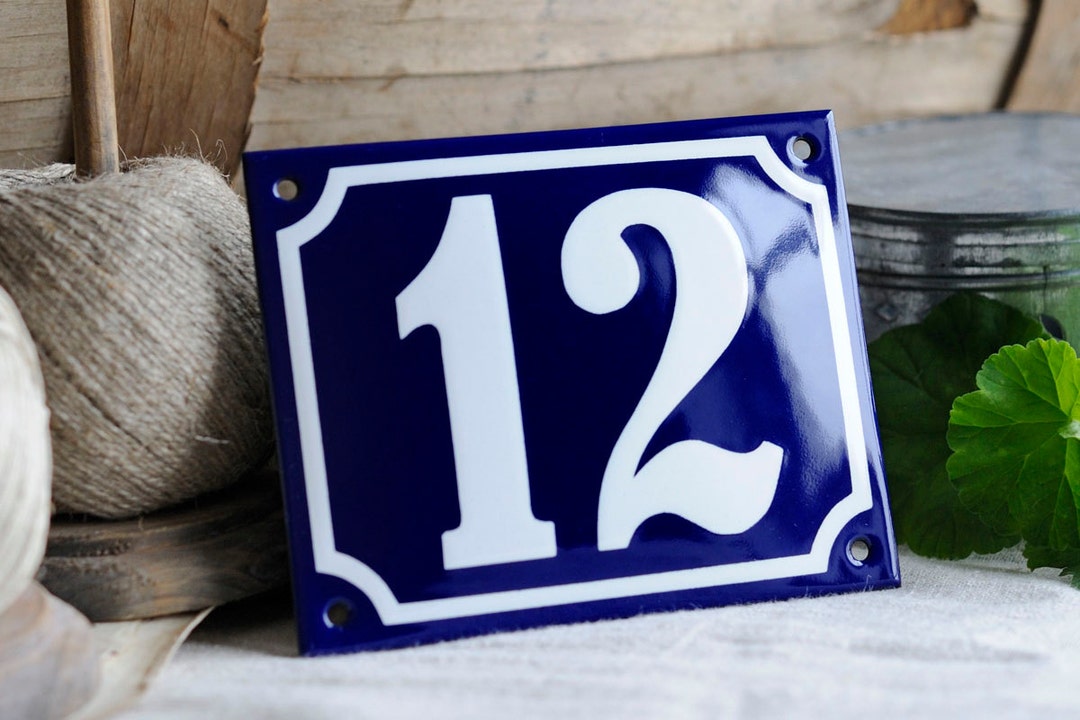 French House Number 1 - 200, Blue Porcelain Enamel, 5 1/2" X 4 3/8" (14 ...